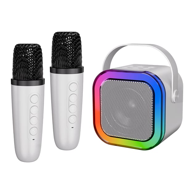 Equatech Karaoke Speaker & Microphones - White | Home Bargains