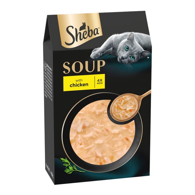Sheba Classics Soup Adult Wet Cat Food Pouches 4 x 40g - Chicken Filets ...