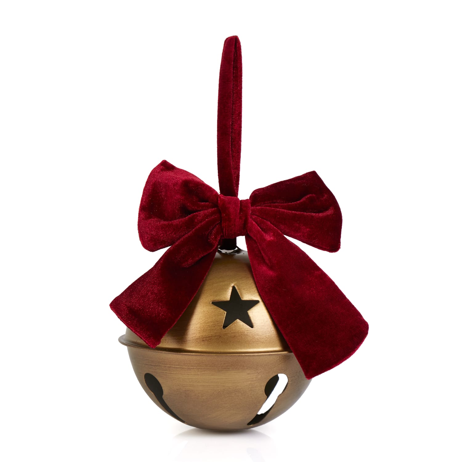 Winter Charm Gold Bell With Velvet Top Bow | Home Bargains