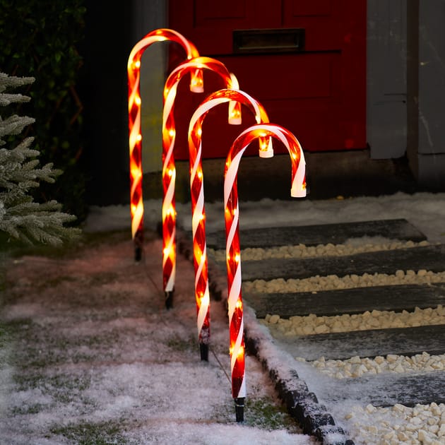 Prestige Battery Operated LED Candy Cane Stake Lights | Home Bargains