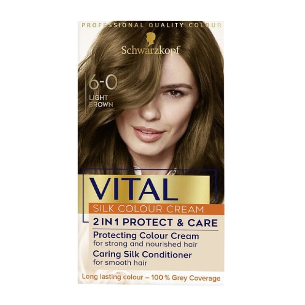 Schwarzkopf Vital Colour Hair Dye - 6-0 Light Brown | Home Bargains