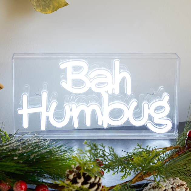 Prestige Battery Operated LED Festive Neon Sign - Bah Humbug | Home ...
