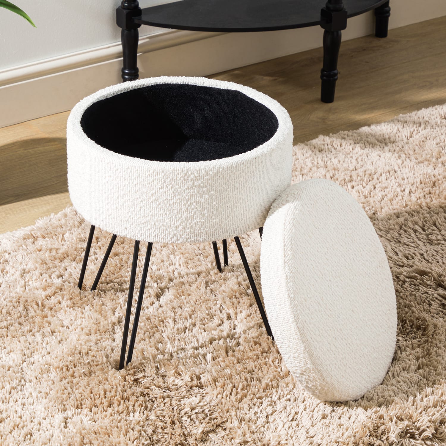 Home Collections Boucle Storage Stool | Home Bargains