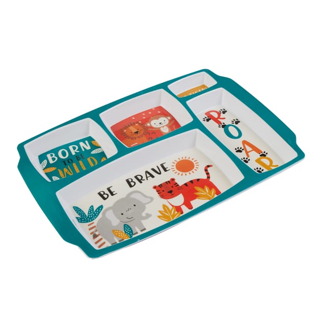 Scribble Pop Shop Kids 5 Section Meal tray - Safari | Home Bargains