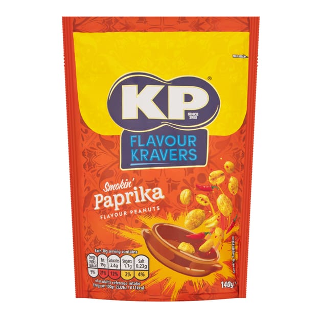 KP Flavour Kravers Smokin' Paprika Peanuts 140g | Home Bargains