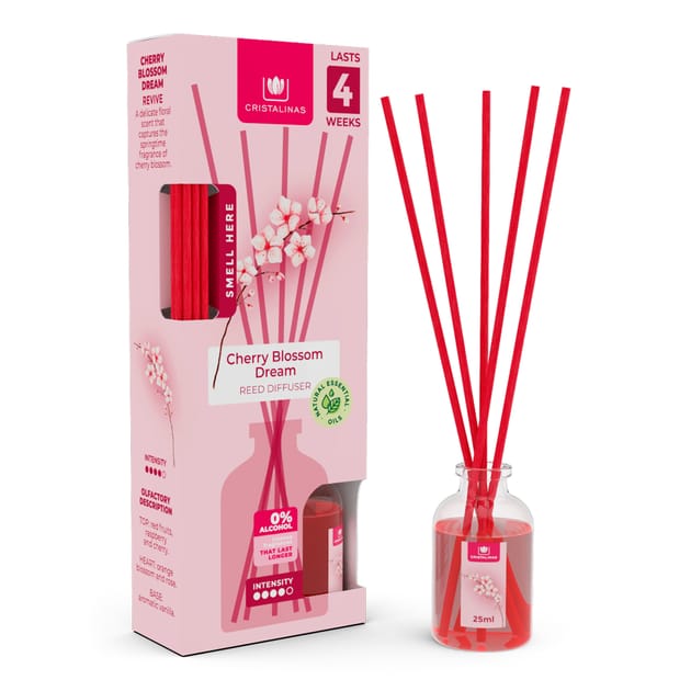 Cristalinas Reed Diffuser 25ml - Cherry Blossom Dream | Home Bargains