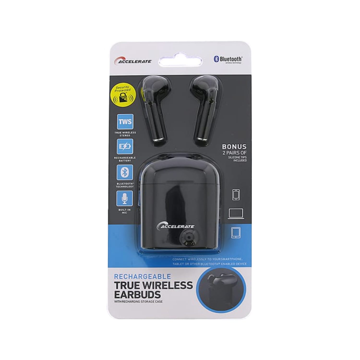 Accelerate Rechargeable True Wireless Earbuds with Rechargeable Storage ...