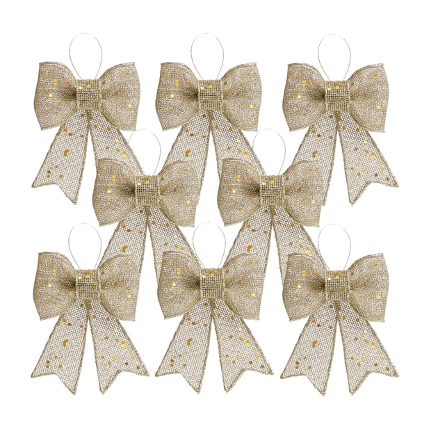 Festive Feeling Decorative Gold Bows 2 Pack x4 | Home Bargains