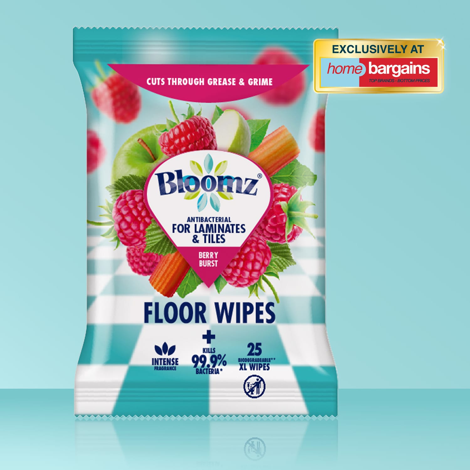 Bloomz Antibacterial XL Floor Wipes 25s - Berry Burst | Home Bargains