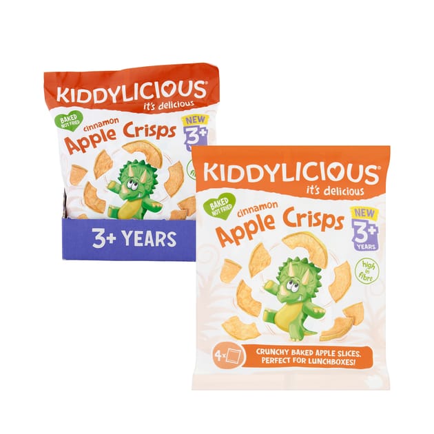 Kiddylicious Cinnamon Apple Crisps 3+ Years 4 Pack 48g x5 | Home Bargains