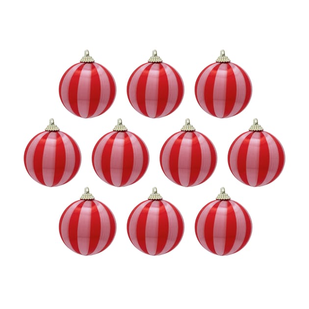 Festive Feeling Stripe Thread Baubles 5 Pack - Pink & Red x2 | Home ...