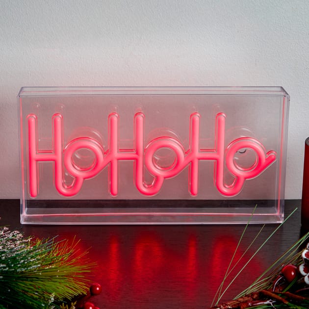 Prestige Battery Operated LED Festive Neon Sign - Ho Ho Ho | Home Bargains