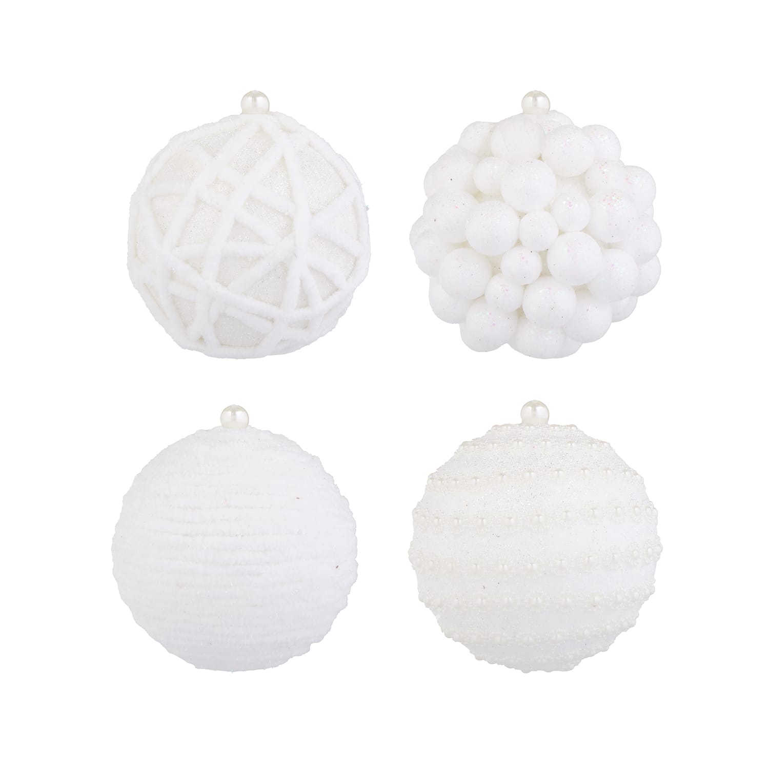 Frosted Spirit 10cm Textured Christmas Bauble 4 Pack | Home Bargains