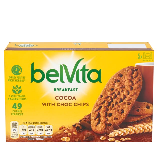 Belvita 20 Breakfast Cocoa with Choc Chips Biscuits 225g | Home Bargains