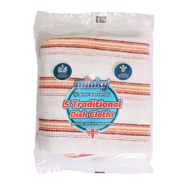 Minky Traditional Dish Cloths 5 Pack | Home Bargains