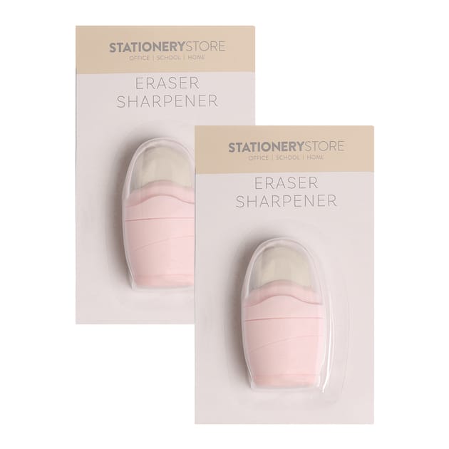 Stationery Store Eraser Sharpener x2 | Home Bargains