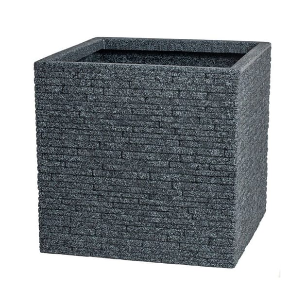 Strata Slate Square Planter 32cm - Ash | Home Bargains