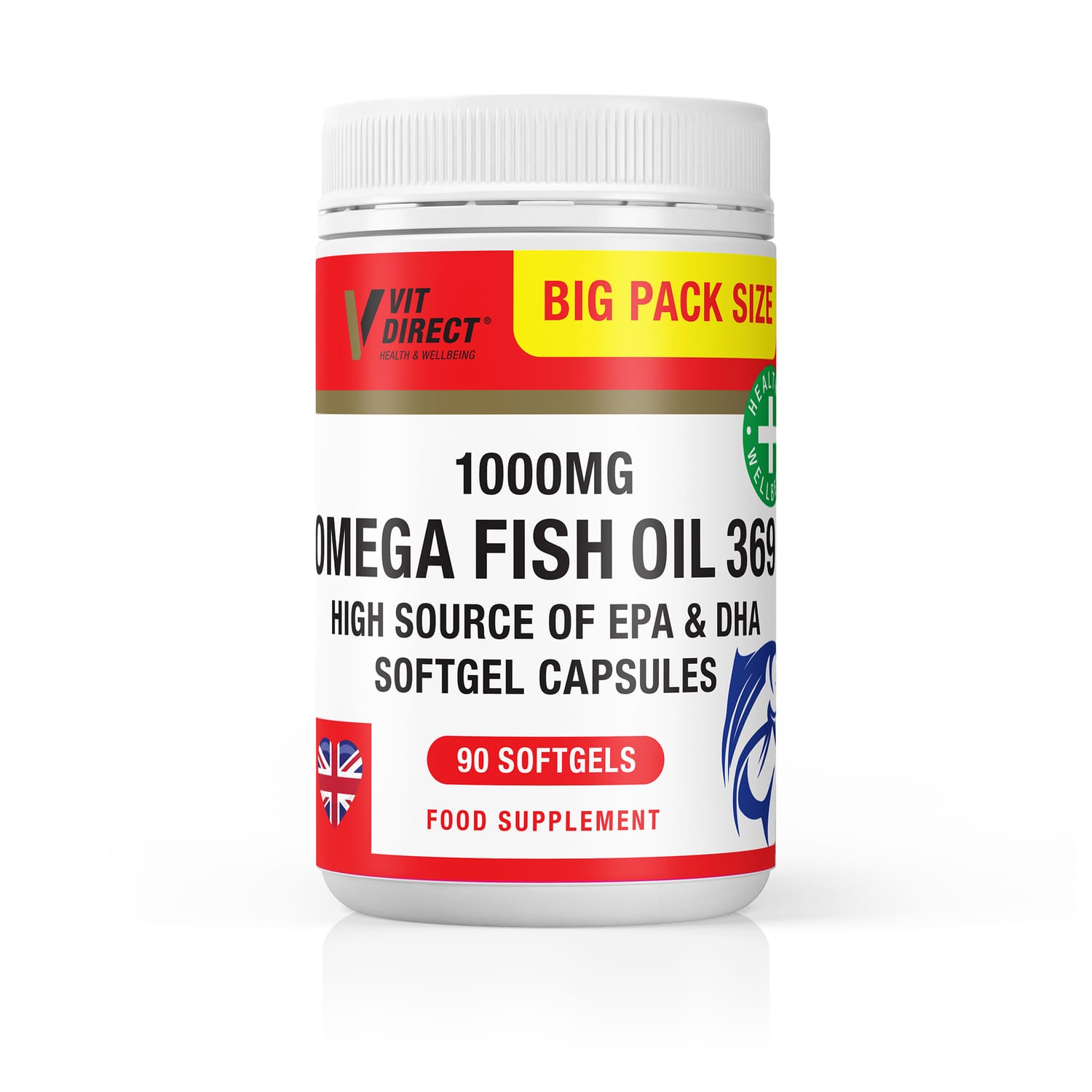 Vit Direct Omega Fish Oil 369 Softgel capsules 90s | Home Bargains