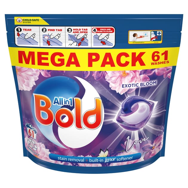 Bold All-in-1 Pods Washing Liquid Capsules Exotic Bloom 61 Washes ...