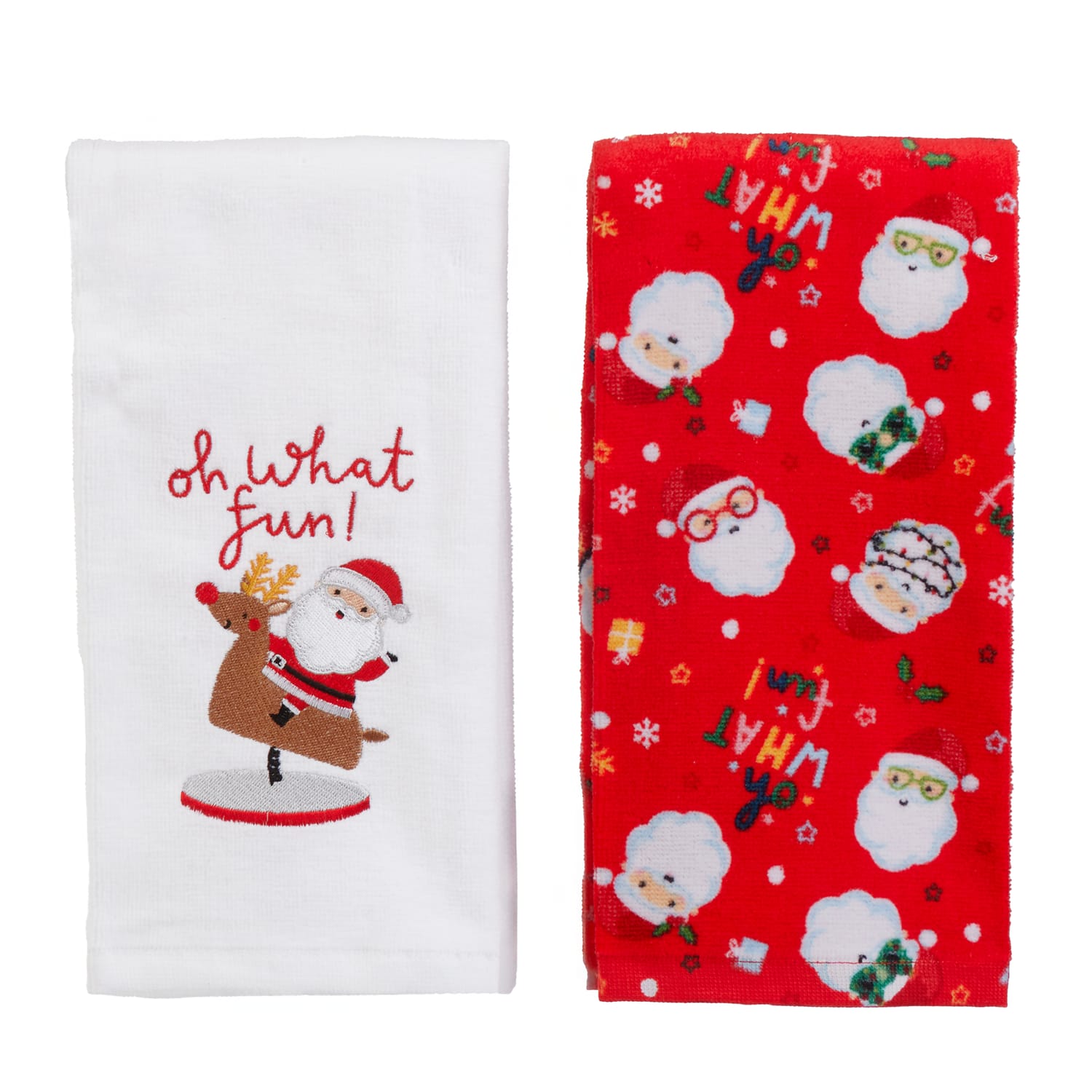 Festive Feeling Tea Towels 2 Pack - Santa | Home Bargains
