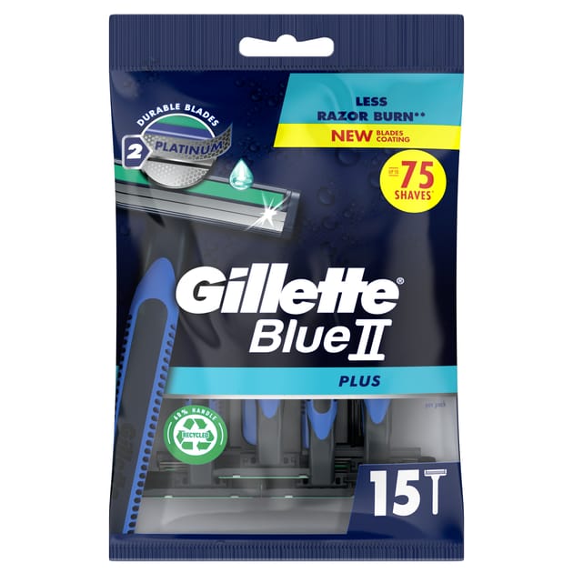 Gillette Blue II Plus Disposable Razors x15 | Home Bargains