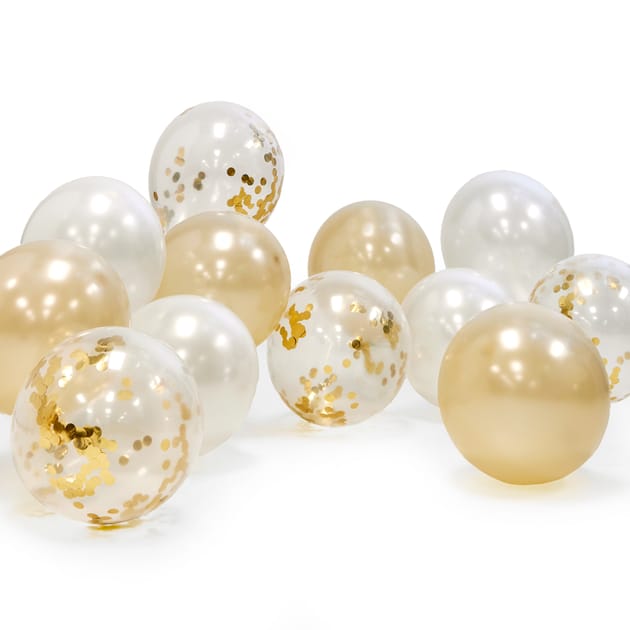 Let's Party Metallic Gold & White Balloons 12 Pack x2 | Home Bargains