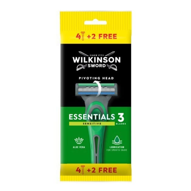 Wilkinson Sword Extra Essential 3 Sensitive Mens 4+2 | Home Bargains