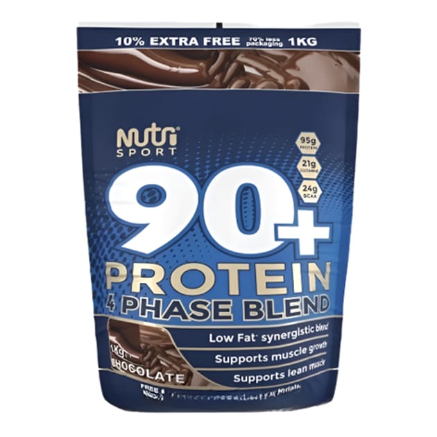NutriSport 90+ Protein 4 Phase Blend 1kg - Chocolate | Home Bargains