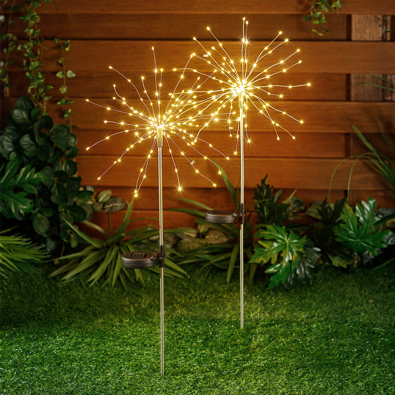 Firefly LED Starburst Solar Stake Light 2 Pack | Home Bargains