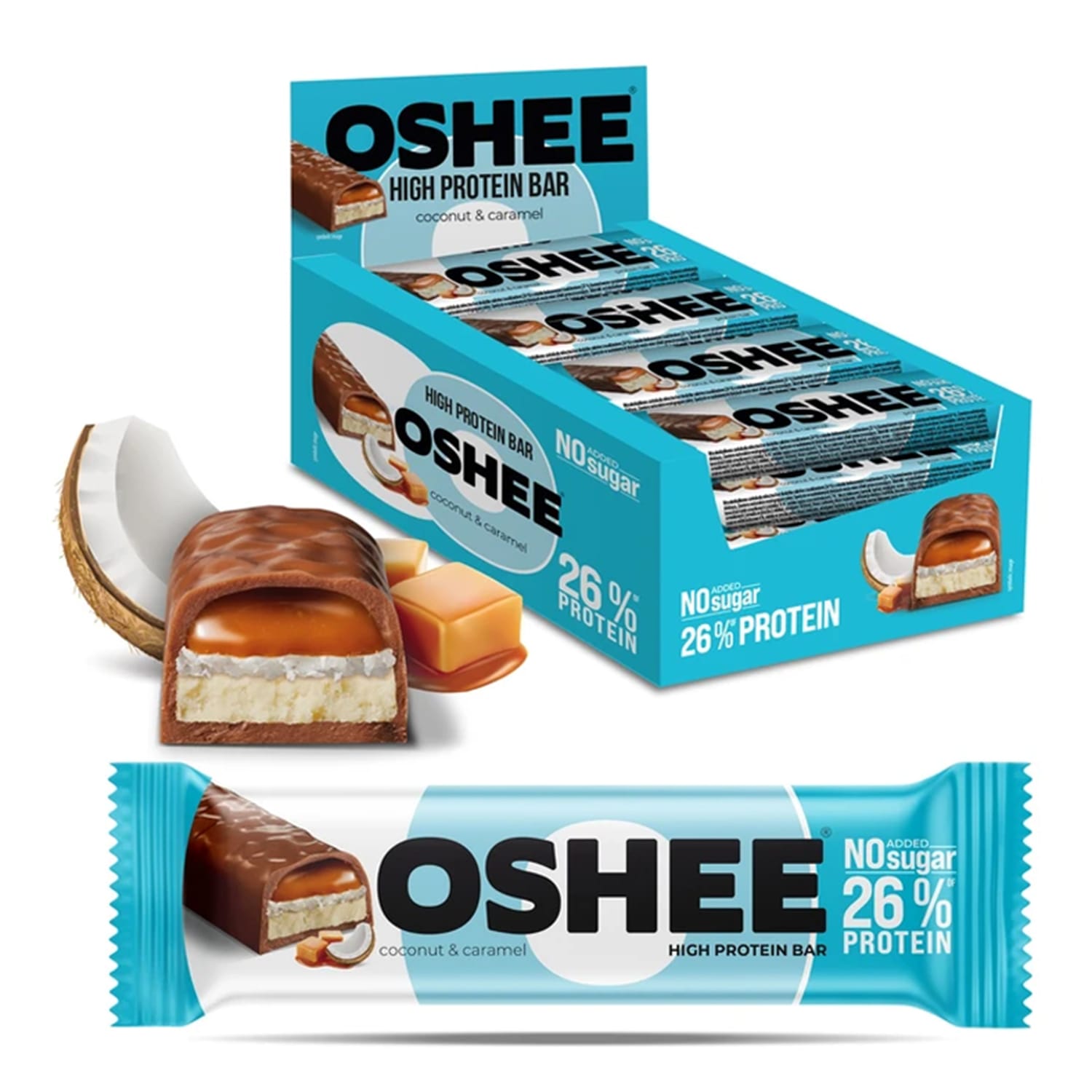 Oshee High Protein Coconut & Caramel Bars 48g x 12 | Home Bargains