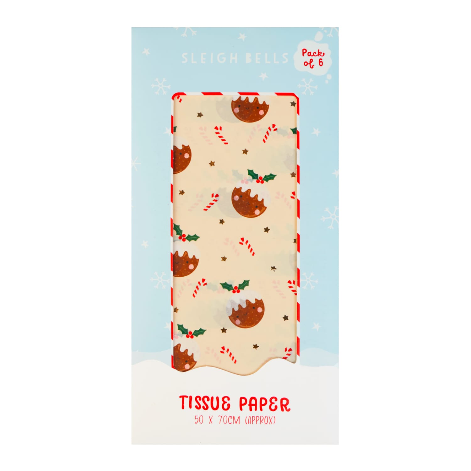 Sleigh Bells Christmas Pudding Tissue Paper 6 Sheets | Home Bargains