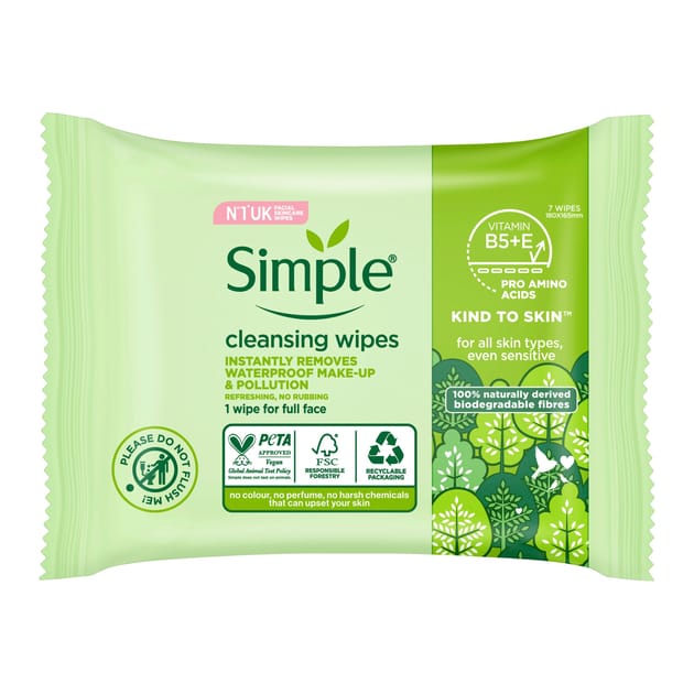 Simple Kind to Skin Cleansing Facial Wipes 7s | Home Bargains
