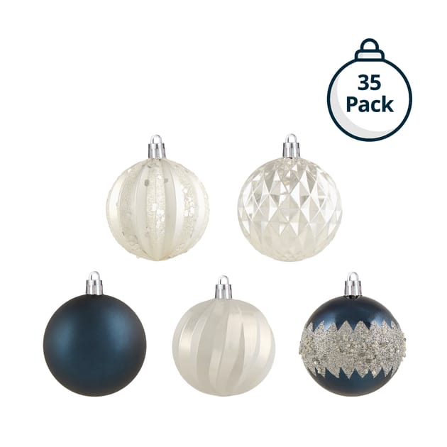 Frosted Spirit 7cm Christmas Baubles 35 Pack | Home Bargains