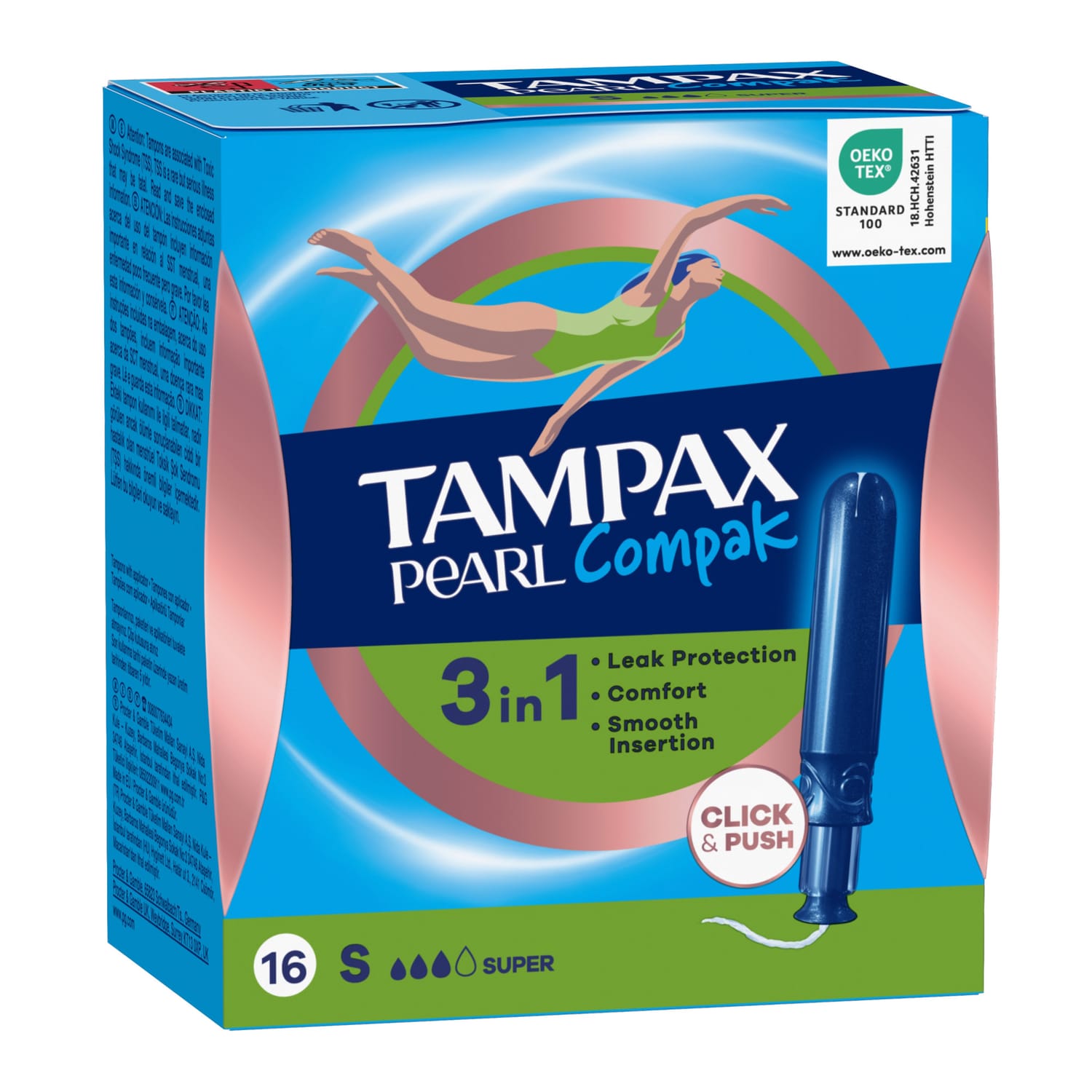 Tampax Pearl Compak Super Tampons With Applicator 16 Pack | Home Bargains