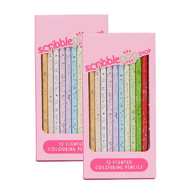 Scribble Pop Shop Scented Colouring Pencils 12 Pack x2 | Home Bargains
