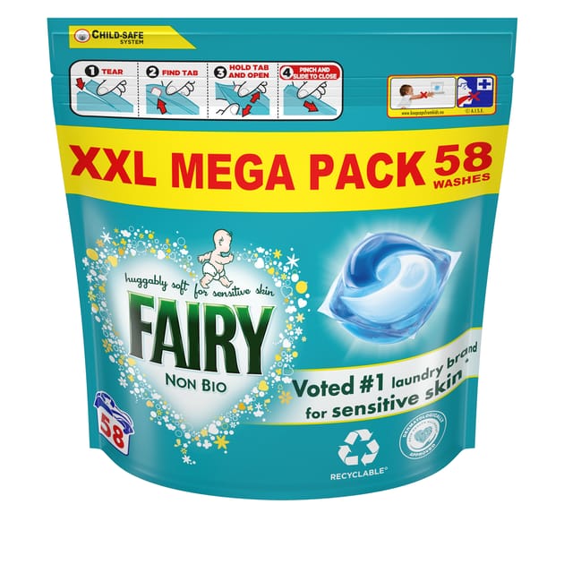 Fairy Non Bio Pods 58 Washes | Home Bargains
