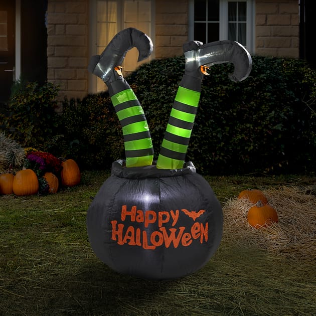 Hallow Scream Light Up Inflatable Witch's Legs | Home Bargains