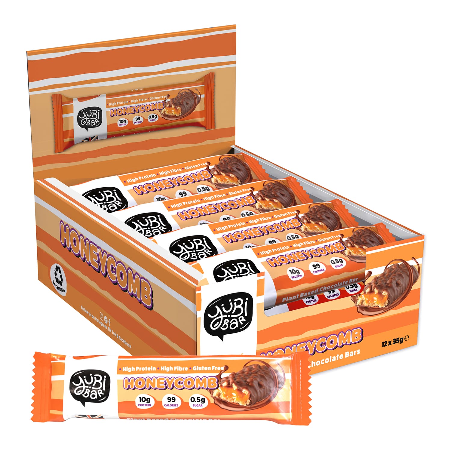 Yubi Bar Plant Based Chocolate Bar 35g - Honeycomb x12 | Home Bargains