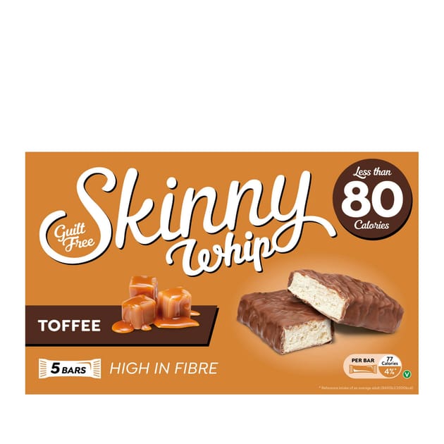 Skinny Whip Toffee 5 Bars Snack x10 | Home Bargains