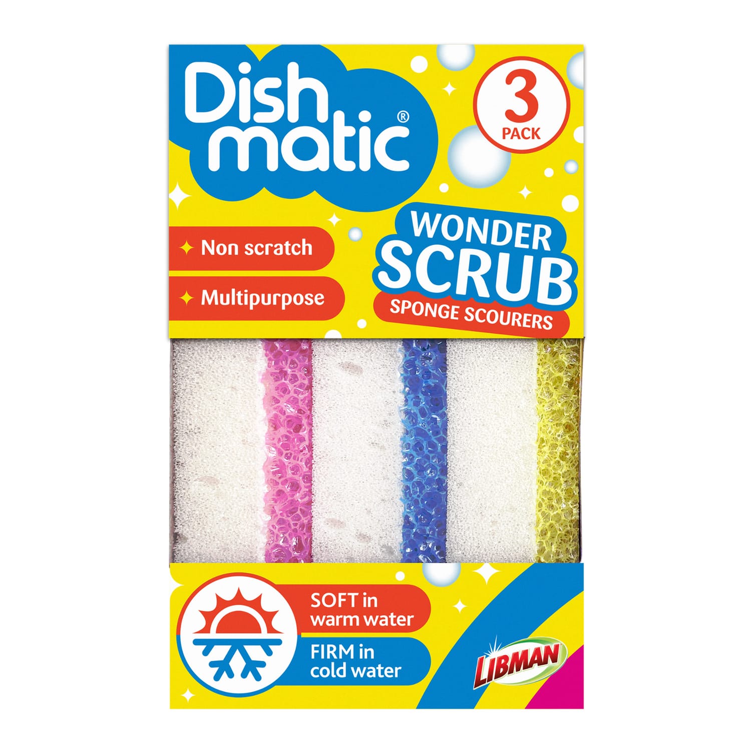 Dishmatic 3 Wonder Scrub Sponge Scourers | Home Bargains