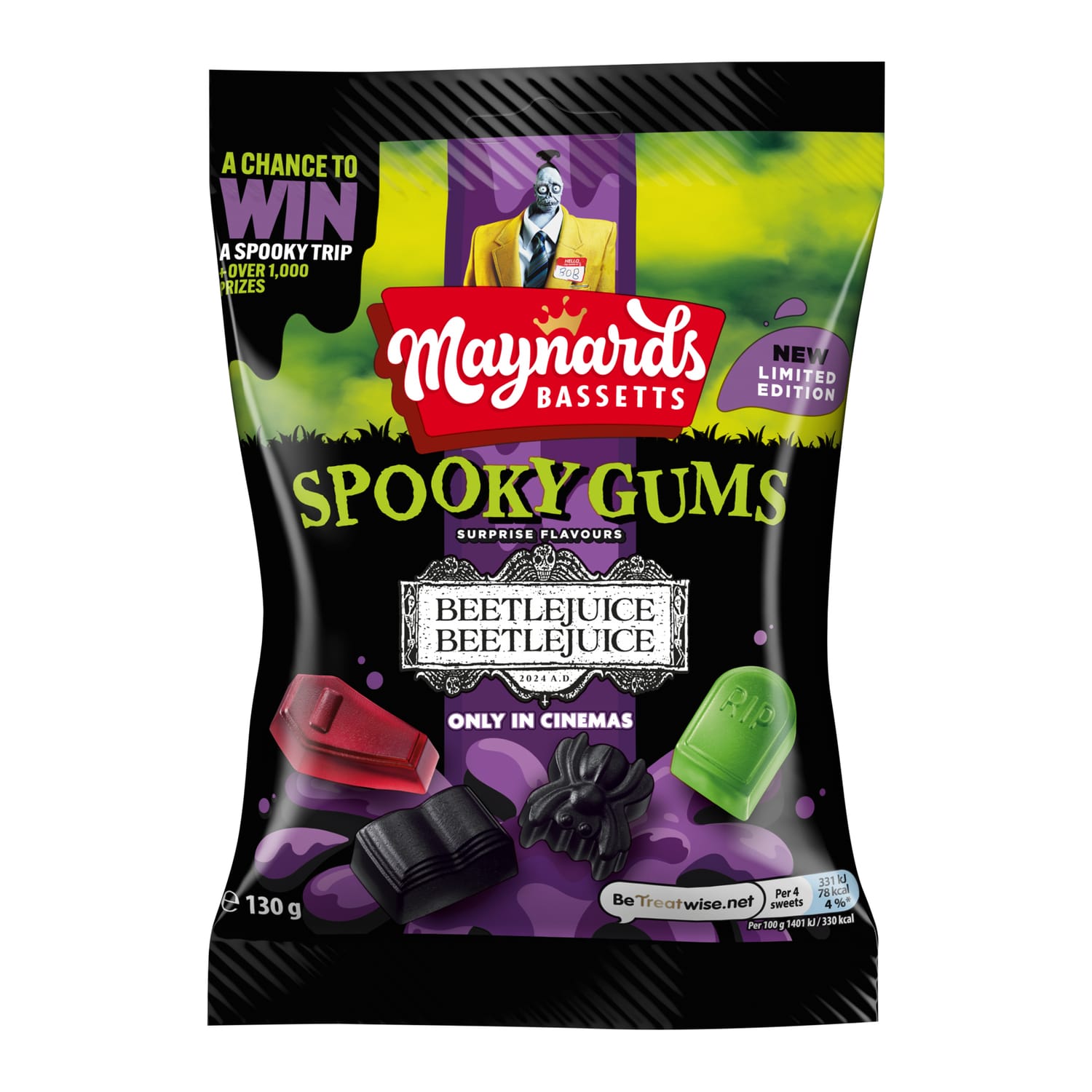 Maynards Bassetts Surprise Flavours Spooky Gums 130g - Beetlejuice ...