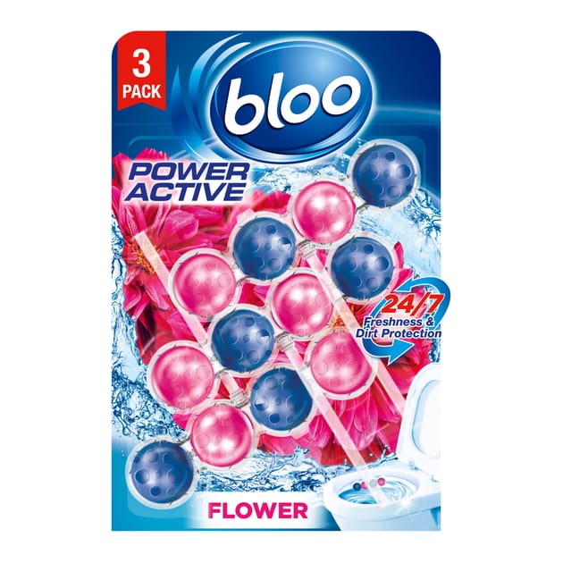Bloo Power Active Rim Blocks 3 x 50g - Flower | Home Bargains