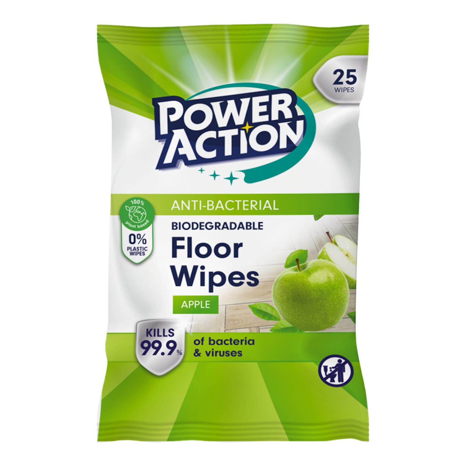 Power Action XL Antibacterial Floor Wipes 25s x2 | Home Bargains