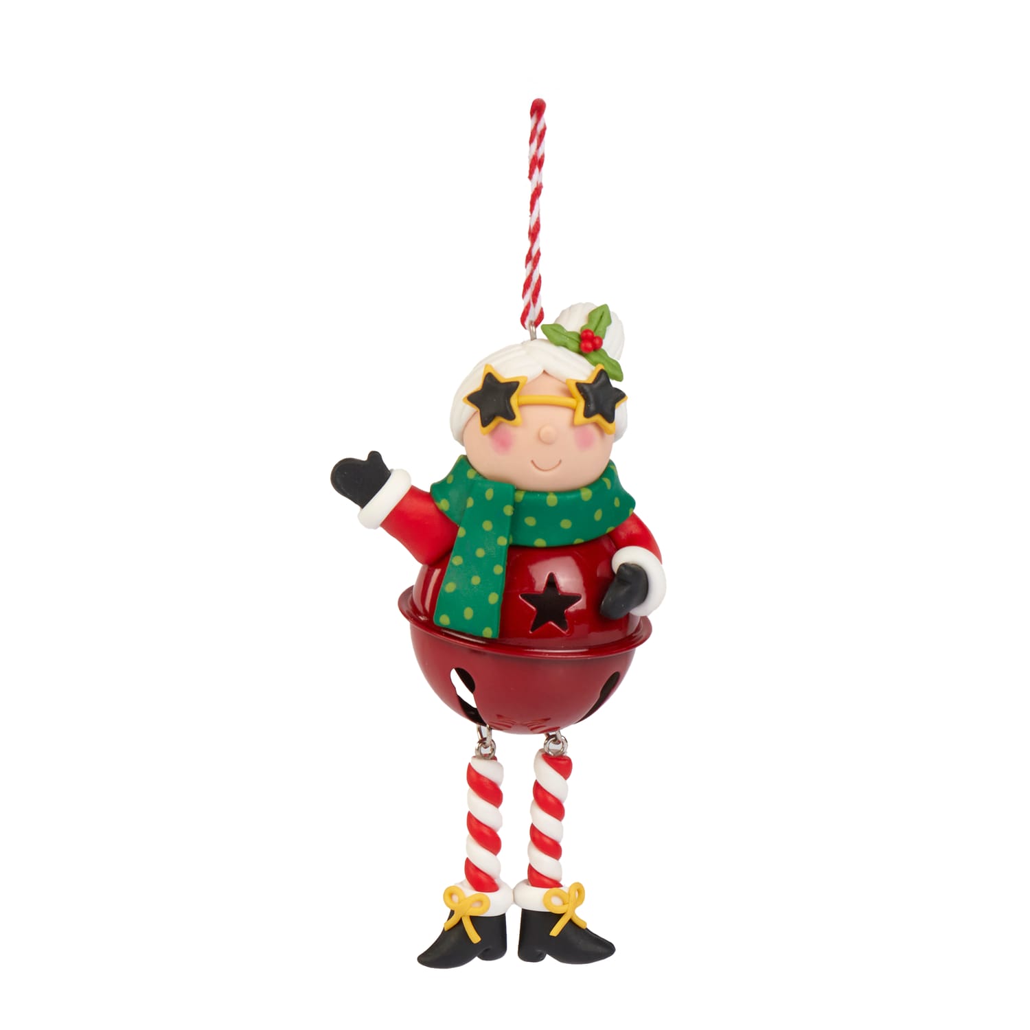 Sleigh Bells Novelty Clay Hanging Decoration - Mrs. Claus | Home Bargains