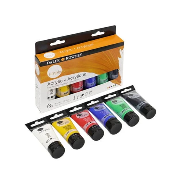 Daler Rowney Simply Acrylic Paint 6 x 30ml | Home Bargains