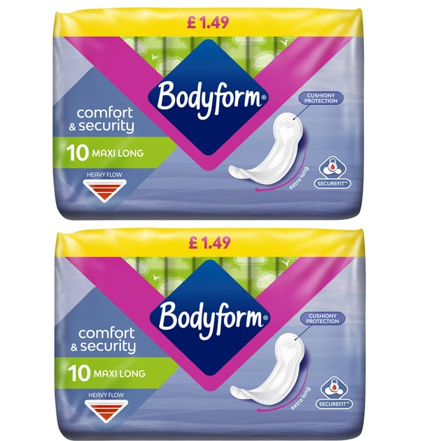 Bodyform Maxi Long Sanitary Towels 10s x2 | Home Bargains