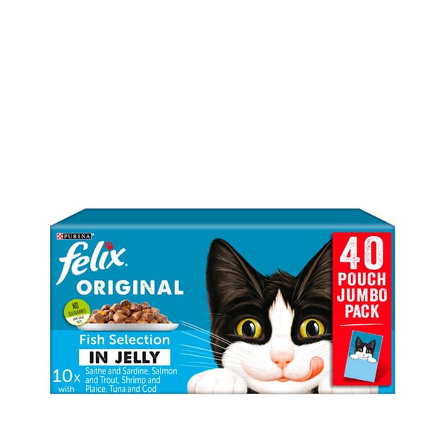 Felix Original Fish Selection in Jelly Wet Cat Food Pouches 40 x 85g ...