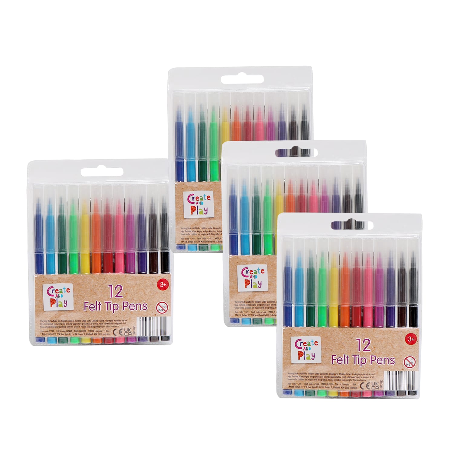 Create And Play 12 Felt Tip Pens x4 | Home Bargains