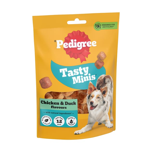 Pedigree Tasty Minis Adult Dog Treats Chicken & Duck Chewy Cubes 130g ...