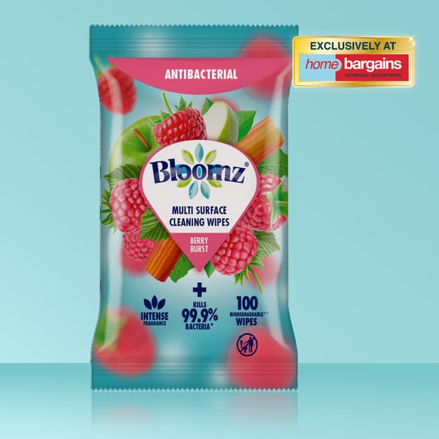 Bloomz Multi Purpose Cleaning Wipes 100s - Berry Burst | Home Bargains